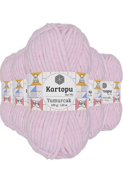 Kartopu 5 Adet Yumurcak Kadife El Örgü Ipi Toz Pembe K1562