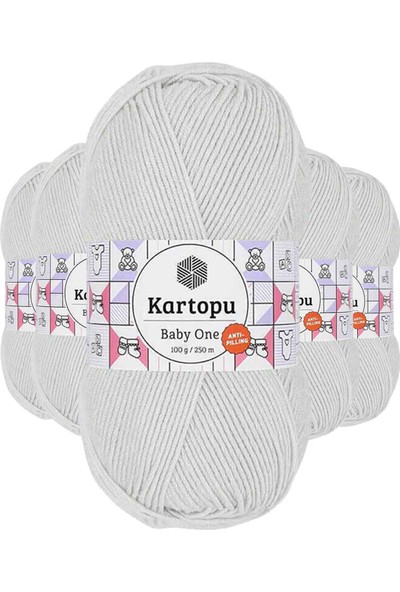 Kartopu 5 Adet Baby One Tüylenmeyen El Örgü Ipi Yünü Gümüş Gri K993