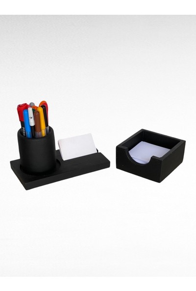 S&D Home El Yapımı Üçlü Mat Siyah Beton Ofis Seti Kalemlik Kartvizitlik ve Bloknotluk S&D Home El Yapımı Üçlü Mat Siyah Beton Ofis Seti Kalemlik Kartvizitlik ve Bloknotluk