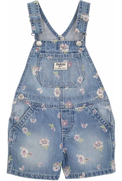 Oshkosh Küçük Kız Çocuk Çiçek Desenli Şort Salopet Mavi Oshkosh Küçük Kız Çocuk Çiçek Desenli Şort Salopet Mavi