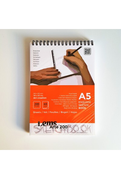 Lems Arte Serisi 200 gr A5 80 Sayfa Eskiz Defteri Sketchbook Lems Arte Serisi 200 gr A5 80 Sayfa Eskiz Defteri Sketchbook