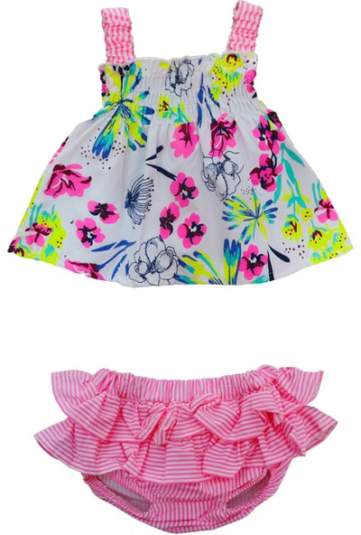 Cumino Kız Bebek Omuz Askılı Lüks Takım / %100 Pamuk / 6-18 Ay