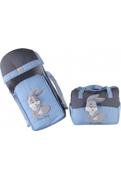 Rain Baby Mavi Bebek Taşıma Seti. Tavşan Temalı Portbebe ve Bakım Çantası Rain Baby Mavi Bebek Taşıma Seti. Tavşan Temalı Portbebe ve Bakım Çantası