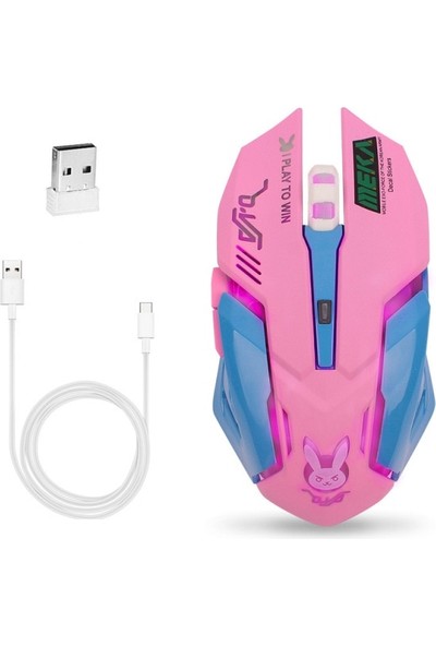 Weluot 2400DPI 2.4g Bilgisayar Oyun Faresi - Pembe (Yurt Dışından)