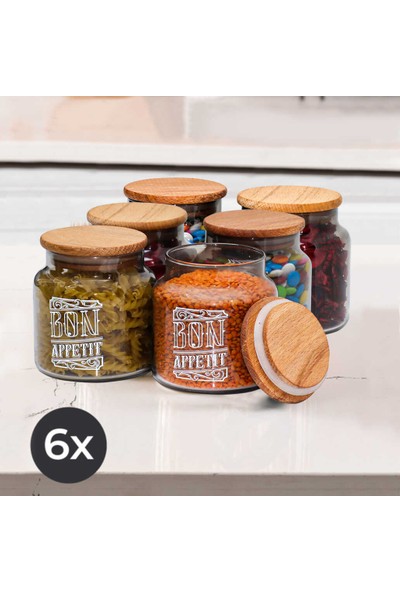 Herevin 232000 Bone Appetit 635 cc 6 Parça Saklama Kavanoz Seti Herevin 232000 Bone Appetit 635 cc 6 Parça Saklama Kavanoz Seti