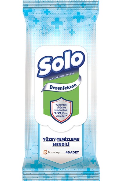 Solo Yüzey Temizleme Mendili Dezenfektan 40'lı
