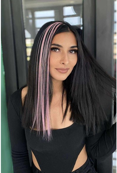 Jelen Aksesuar Pembe Çıt Çıt Postiş Takma Saç 50 cm Jelen Aksesuar Pembe Çıt Çıt Postiş Takma Saç 50 cm