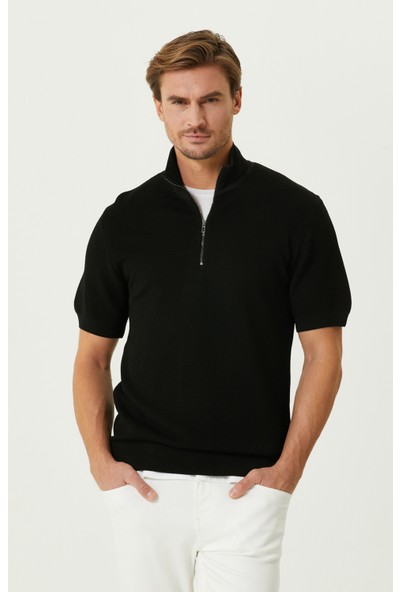 Network Siyah Kısa Kol Kazak