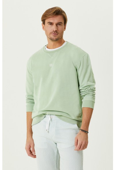 Network Comfort Fit Yeşil Organik Pamuk Sweatshirt