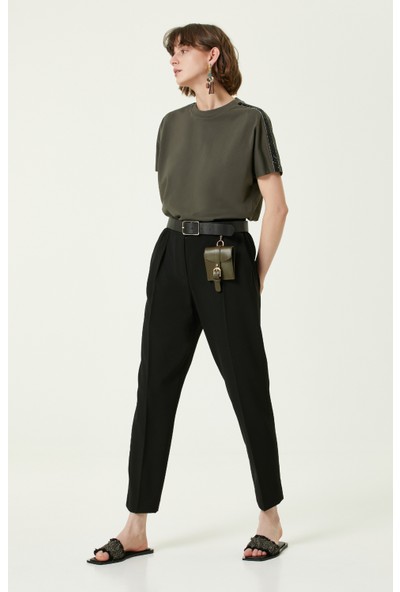 Network Basic Fit Siyah Pilili Pantolon Network Basic Fit Siyah Pilili Pantolon