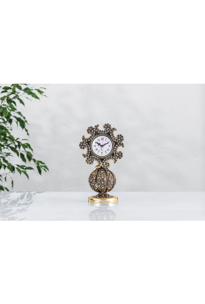 Kavuklu Etrafı Vav Motifli Saat Biblo