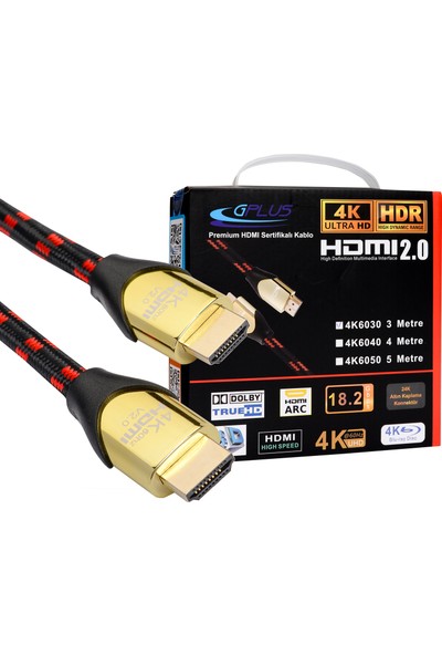 Gplus 4K60 HDMI 2.0 18 Gbps 4K Ultra Hd Premium Sertifikalı 4K 60Hz D-Hdr Hdcp 2.2 Earc Destekli 18 Gbps Yüksek Çözünürlüklü HDMI 2.0 Görüntü Kablosu 1.5 Metre Gplus 4K60 HDMI 2.0 18 Gbps 4K Ultra Hd Premium Sertifikalı 4K 60Hz D-Hdr Hdcp 2.2 Earc Destekli 18 Gbps Yüksek Çözünürlüklü HDMI 2.0 Görüntü Kablosu 1.5 Metre