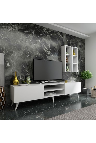 Myniture Ideal Tv Ünitesi + Duvar RAFIQ7000-1 Beyaz