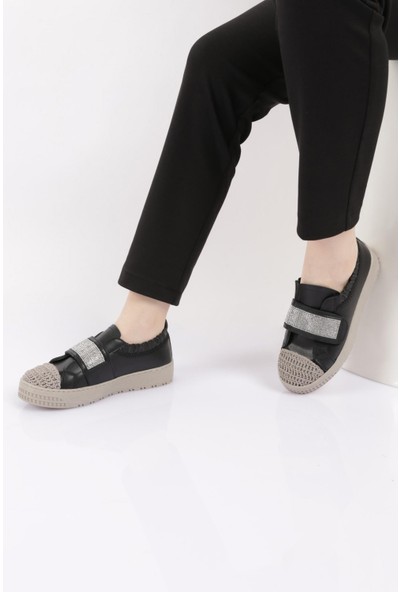 Dgn Z-2-22Y Kadın Burun Trıko Taslı Cırt Arkası Lastık Espadrıl Ayakkabı