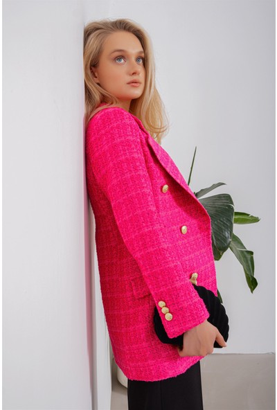 MyLove Kruvaze Tüvit Ceket Fuşya MyLove Kruvaze Tüvit Ceket Fuşya