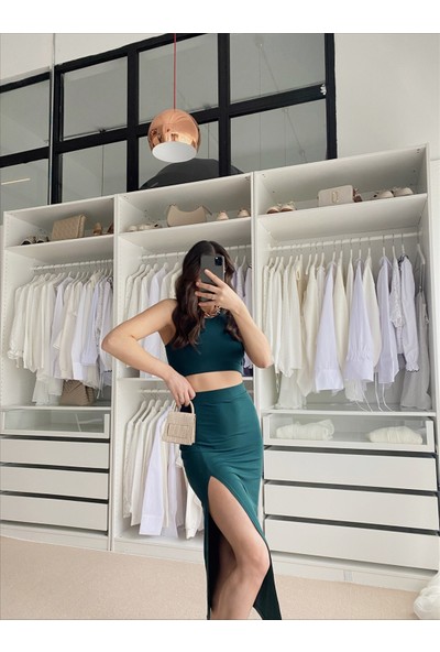 MyLove Basic Yırtmaçlı Ikili Takım Yeşil