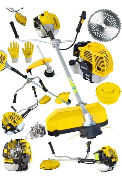 Graizer Alman Graizer Yan Tipi Benzinli Motorlu Ot Çalı Tırpanı Çim Biçme Makinesi Tırpan Sari