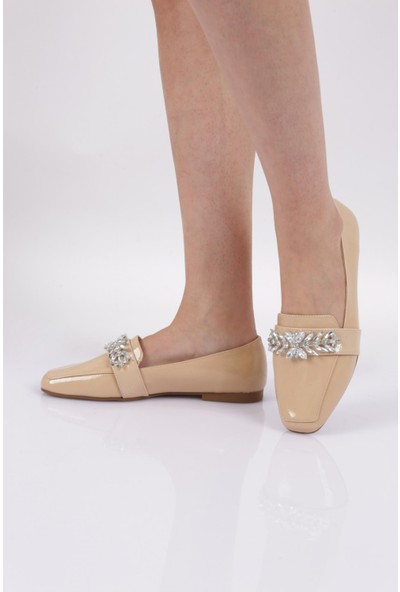 Dgn PMK1003-22Y Kadın Krıstal Tas Tokalı Loafer Ayakkabı