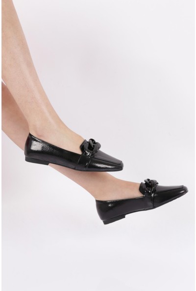 Dgn PM255-K785-1-22Y Kadın Kalın Burgu Aksesuarlı Loafer Ayakkabı