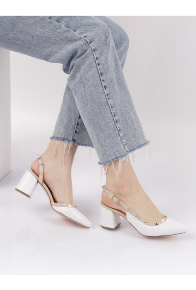 Dgn PM366-K225-22Y Kadın Sıvrı Burun Troklu Topuklu Ayakkabı