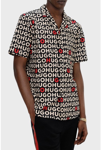 Hugo Logo Baskılı Pamuklu Relaxed Fit Gömlek Erkek Gömlek 50468084 001 Hugo Logo Baskılı Pamuklu Relaxed Fit Gömlek Erkek Gömlek 50468084 001