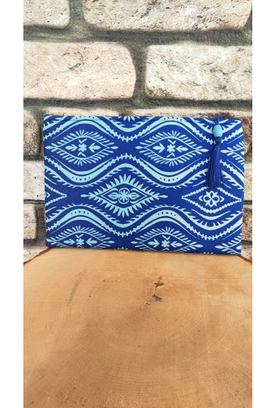 Tataroğlu Dijital Kumaş Mavi Etnik Portföy Clutch Çanta Tataroğlu Dijital Kumaş Mavi Etnik Portföy Clutch Çanta