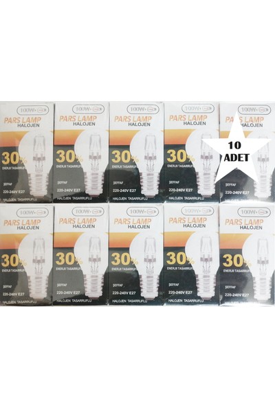 Pars 100W Tasarruflu Halojen Ampul 10 Adet Pars 100W Tasarruflu Halojen Ampul 10 Adet