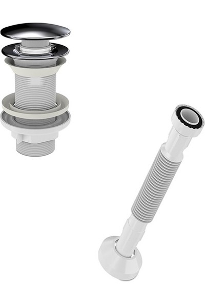 Yapıtaşı -Iz Yapı Paslanmaz Metal Başlıklı Koku Önleyicili Taşmasız Bas Aç Körüklü Lavabo Gider Sifonu Yapıtaşı -Iz Yapı Paslanmaz Metal Başlıklı Koku Önleyicili Taşmasız Bas Aç Körüklü Lavabo Gider Sifonu