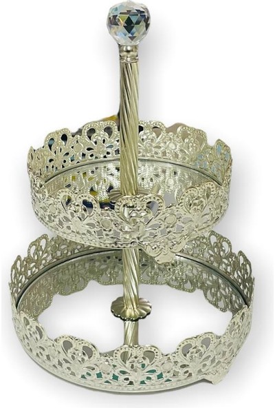 Molino 2 Katlı Metal Aynalı Şekerlik Yuvarlak Gümüş 2144 Molino 2 Katlı Metal Aynalı Şekerlik Yuvarlak Gümüş 2144