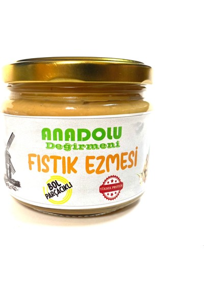 Anadolu Değirmeni Fıstık Ezmesi Kreması (Bol Parçacıklı-Şekerli) 300 gr