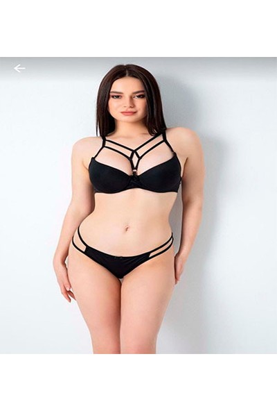 Dolgulu Çapraz Ipli Siyah Sütyen Takımı
