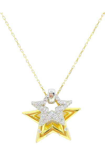 Mooije Silver Yıldızlı Gold Gümüş Kolye Mooije Silver Yıldızlı Gold Gümüş Kolye
