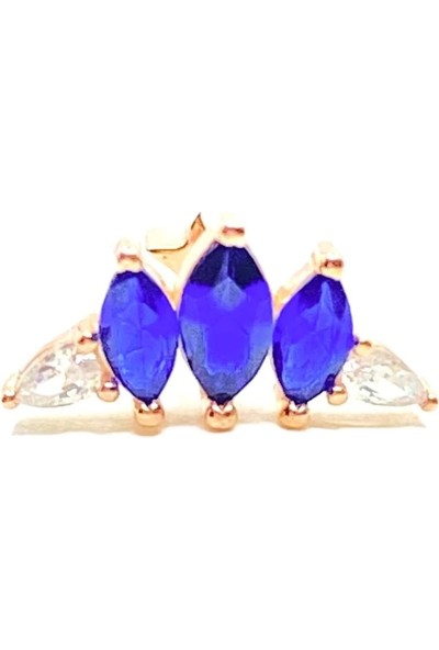 Mooije Silver Mavi Taşlı Taç Gümüş Piercing Mooije Silver Mavi Taşlı Taç Gümüş Piercing