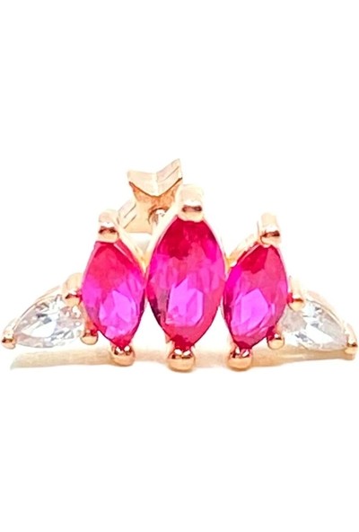 Mooije Silver Fuşya Taşlı Taç Gümüş Piercing Mooije Silver Fuşya Taşlı Taç Gümüş Piercing