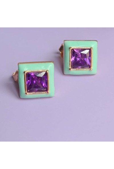 Mooije Silver Oktagon Taşlı Mint Kare Gümüş Küpe Mooije Silver Oktagon Taşlı Mint Kare Gümüş Küpe