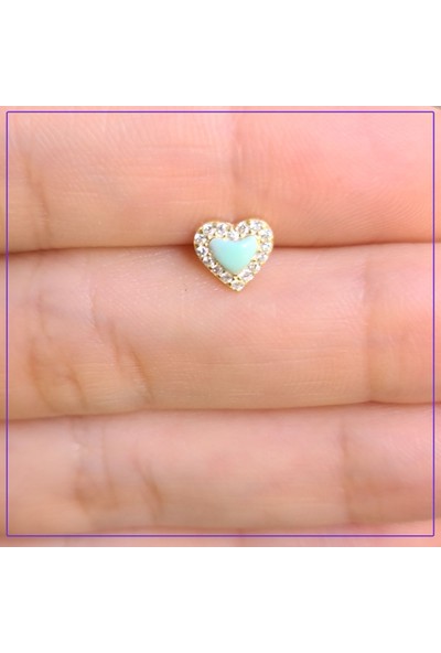 Mooije Silver Mineli Taşlı Kalp Gold Gümüş Piercing Mooije Silver Mineli Taşlı Kalp Gold Gümüş Piercing