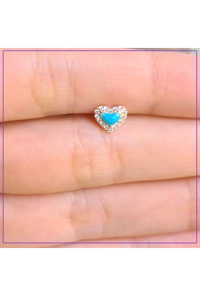 Mooije Silver Mineli Taşlı Kalp Gold Gümüş Piercing Mooije Silver Mineli Taşlı Kalp Gold Gümüş Piercing