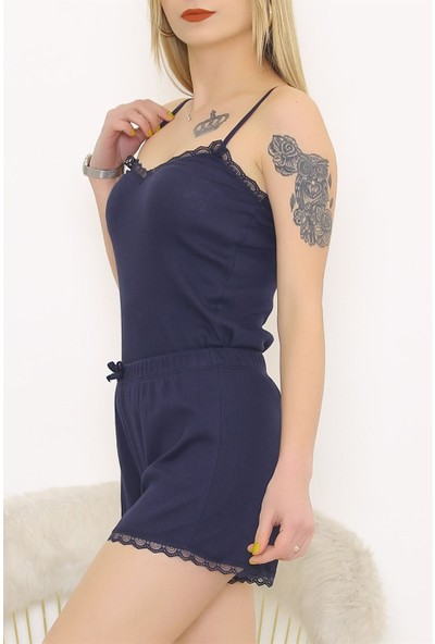 Modaymış Ip Askılı Şortlu Takım Lacivert - 6186.729.