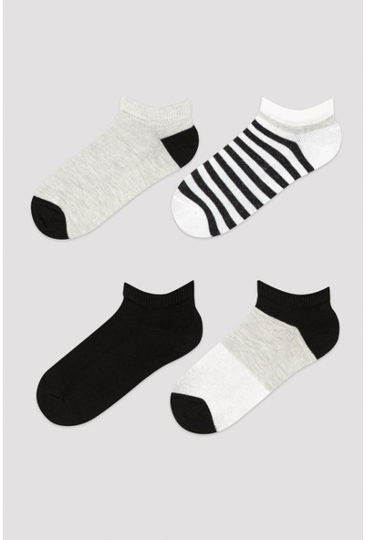 Penti Çok Renkli Erkek Çocuk Shades Of Grey 4lü Patik Çorap