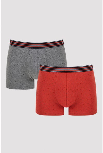 Penti Striped Bordeaux Grey 2li Mid Boxer