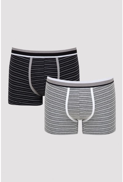 Penti Stripe Black White 2li Mid Boxer Penti Stripe Black White 2li Mid Boxer