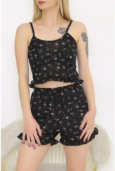 Aygi Şortlu Takım Siyahçiçekli