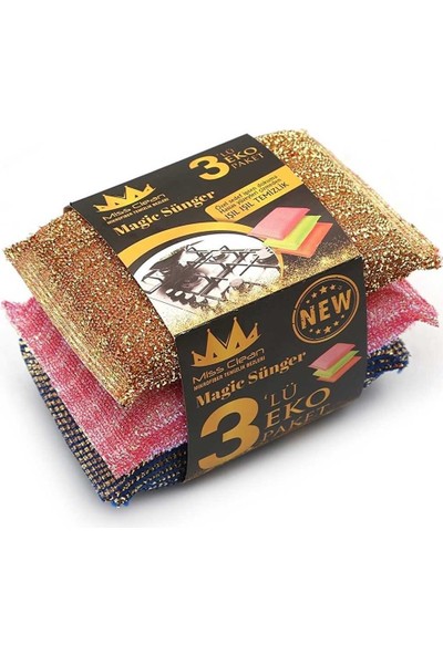 Miss Clean Mikrofiber Telli Bulaşık Süngeri 3'lü