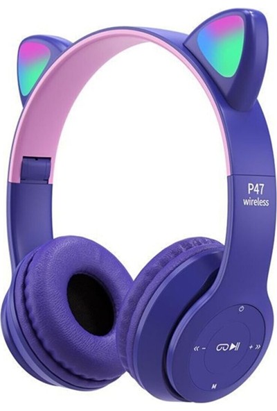 Han-S Bilişim P47M Kedi Kulaklı LED Işıklı Şık Tasarımlı Bluetooth Kulaklık