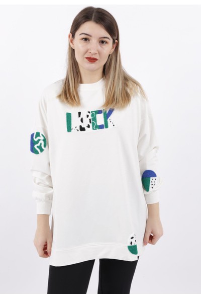 Ikoll 26078 Kadin Blok Renk Nakisli S-Shirt Ikoll 26078 Kadin Blok Renk Nakisli S-Shirt