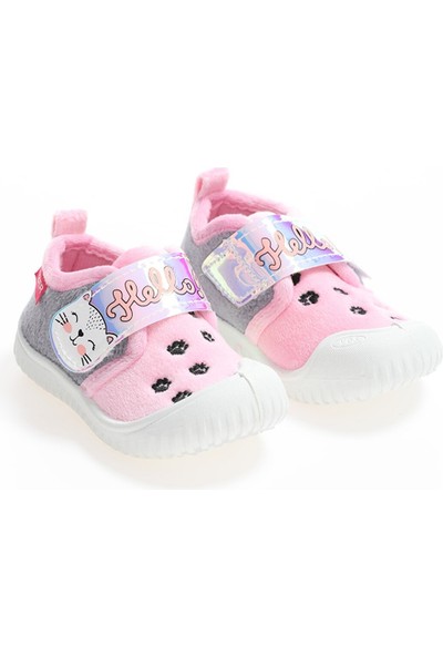 Gezer Gri Pembe Kaydırmaz Taban Kız Çocuk Kreş Panduf Ayakkabı 03213 Gezer Gri Pembe Kaydırmaz Taban Kız Çocuk Kreş Panduf Ayakkabı 03213