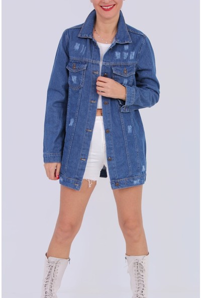 Su Peri Butik Yırtıklı Kot Ceket