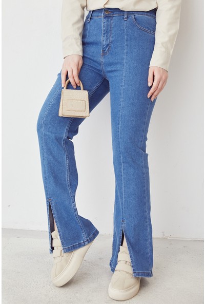 Instyle Yüksek Bel Kesik Paça Kot Pantolon - Açık Mavi Instyle Yüksek Bel Kesik Paça Kot Pantolon - Açık Mavi