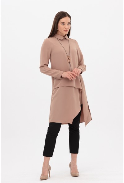 Nihan Asimetrik Kesim Tunik Vizon