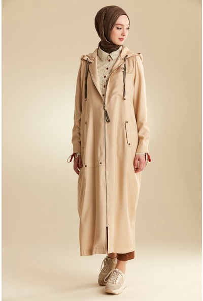 Nihan Büyük Beden Pardesü Bej B5093